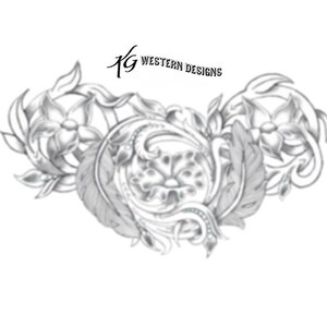 Feathers-flowers-vines Leather Tooling Tracing Corner Design Pattern - Etsy