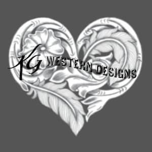 Filigree Heart Shape Design Floral Feathers Carving Leather Tooling ...