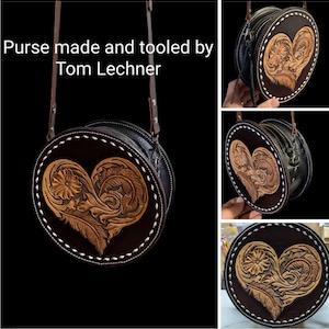 Filigree Heart Shape Design Floral Feathers Carving Leather Tooling ...