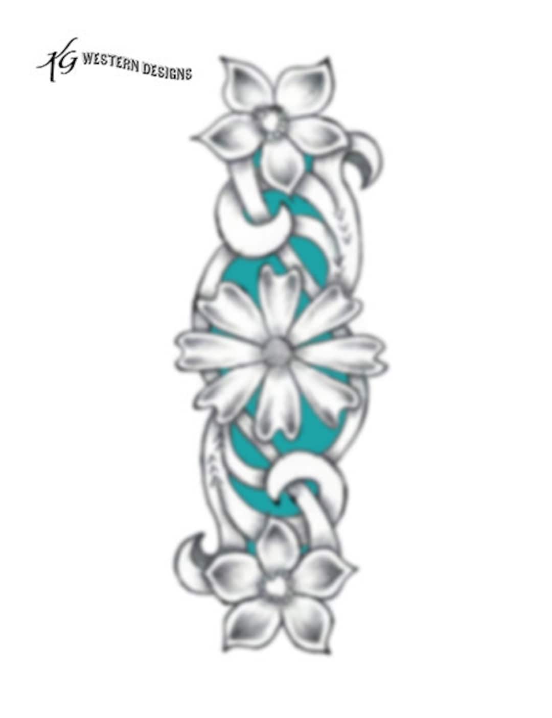 Minimal Vines and Wildflowers Leather Tooling Design Tracing Pattern - Etsy