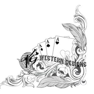 Leather Tooling Playing Cards, Western Feathers, Corner Frame Design ...