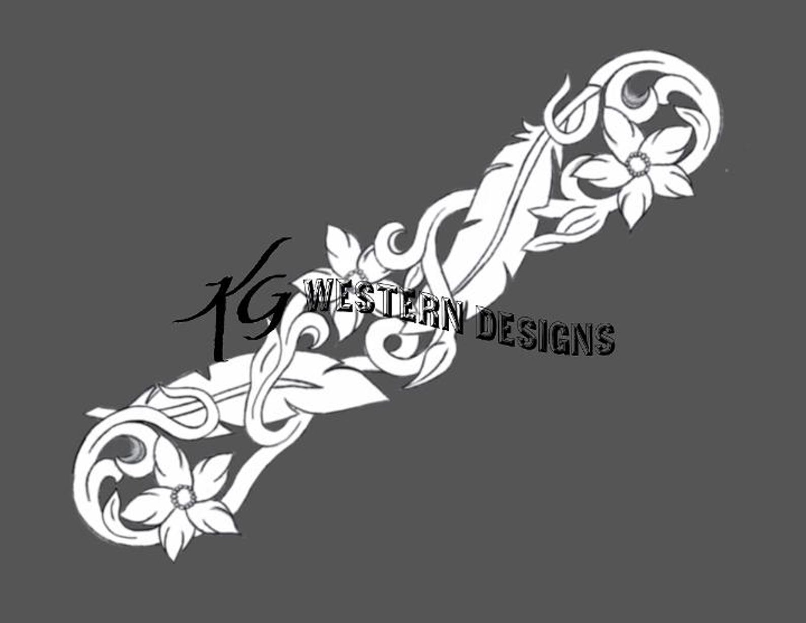 Leather Tooling Feather Flowers and Vines Tracing Design Pattern PDF ...