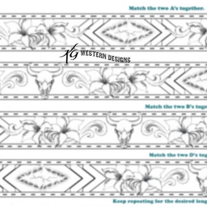 3 Leather Tooling Patterns- PDF Pack- Western Tooling, Cowskull With ...