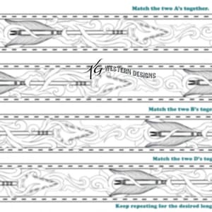Leather Belt Tooling Pattern Arrowhead + Vines Design Pattern Download #7 - Etsy