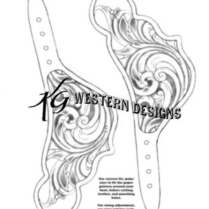 Leather Spur Strap Pattern PDF tooling Template Western Scrollwork ...