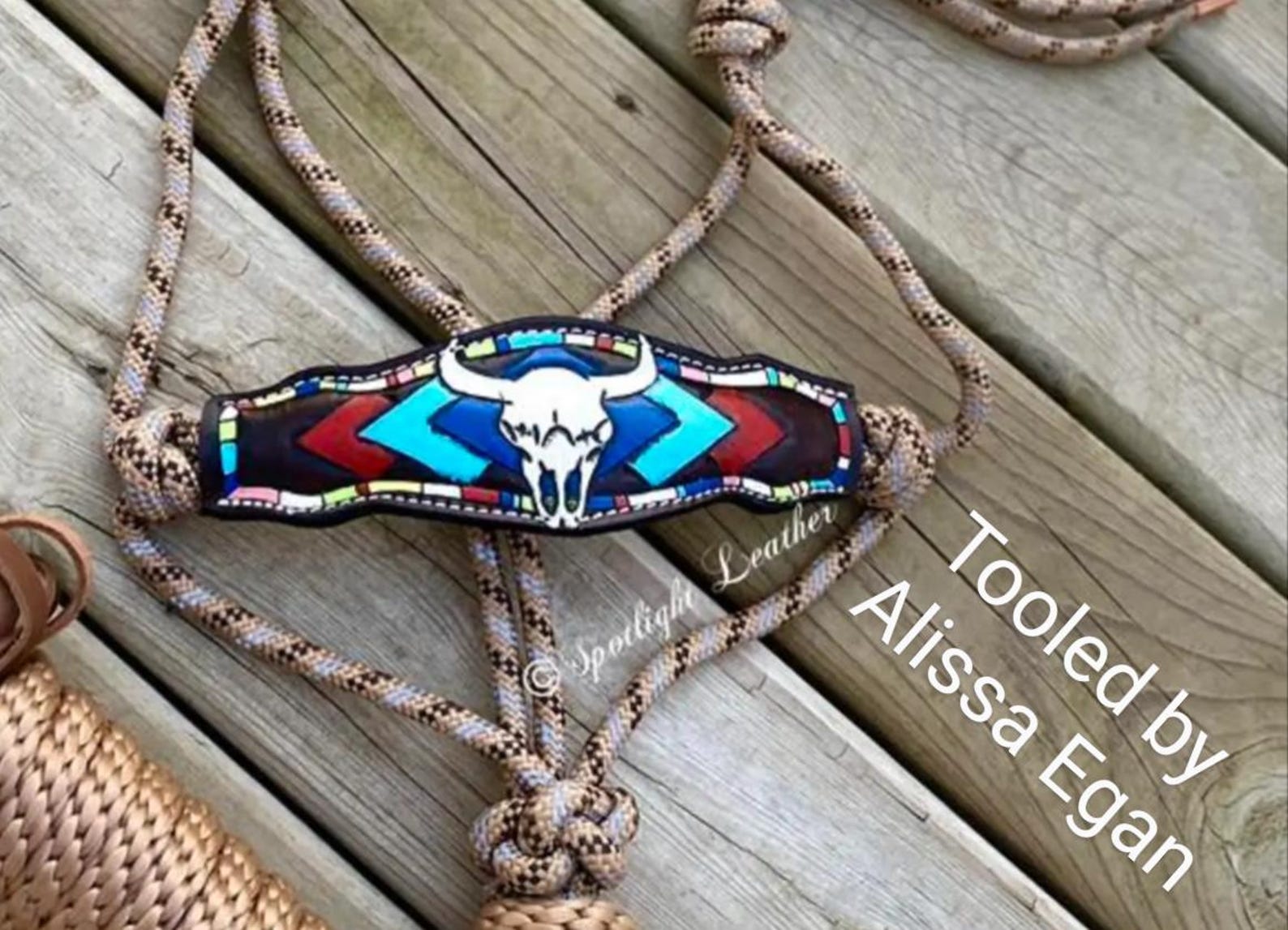 Torn Leather and Flag, Cross Flowers and Vines, Cowskull Aztec Design ...