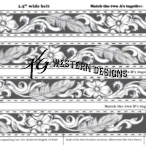 Leather Belt Tooling Pattern -flowers + Feathers Design #8 Digital ...