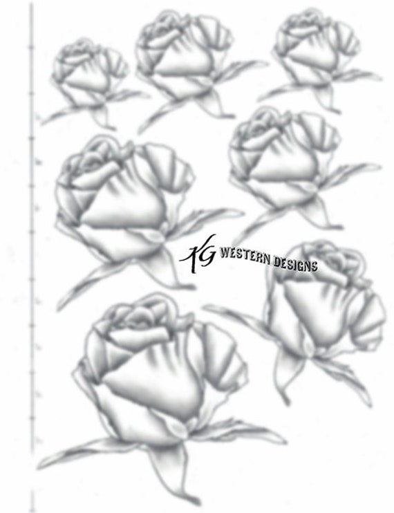 Leather Tooling Rose Flower Tracing Size Pattern Pack - Etsy