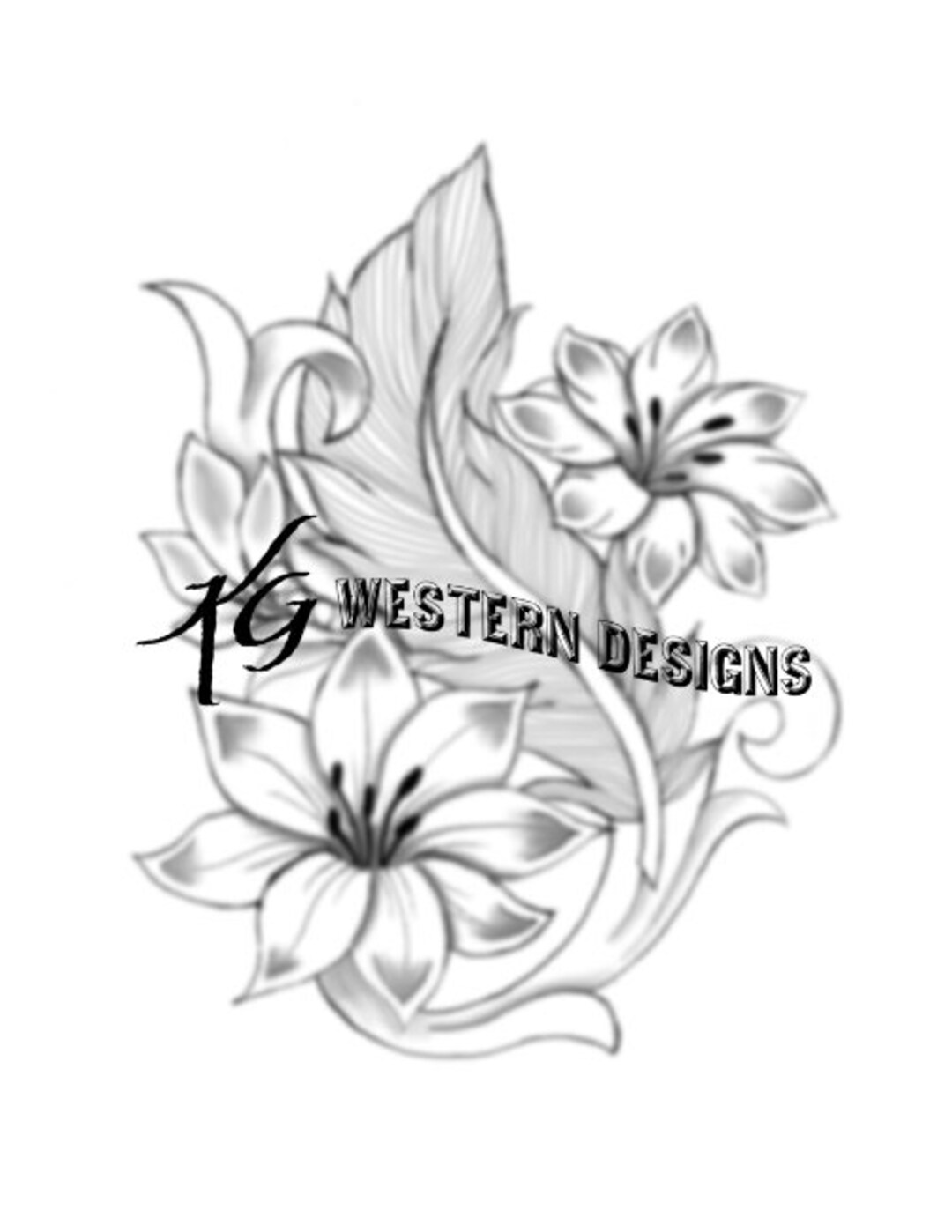 Leather Feather & Flowers Tooling Tracing Design Pattern PDF - Etsy