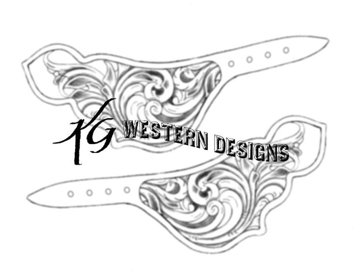 Leather Spur Strap Pattern PDF -tooling Template- Western Scrollwork ...