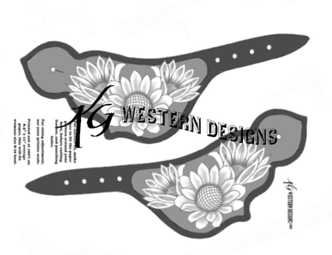 Spur Straps PDF Pattern Template Sunflowers, Floral, Western Style ...