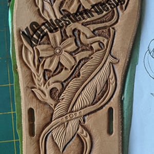 Feather Flowers and Vines Leather Tooling PATTERN - Etsy