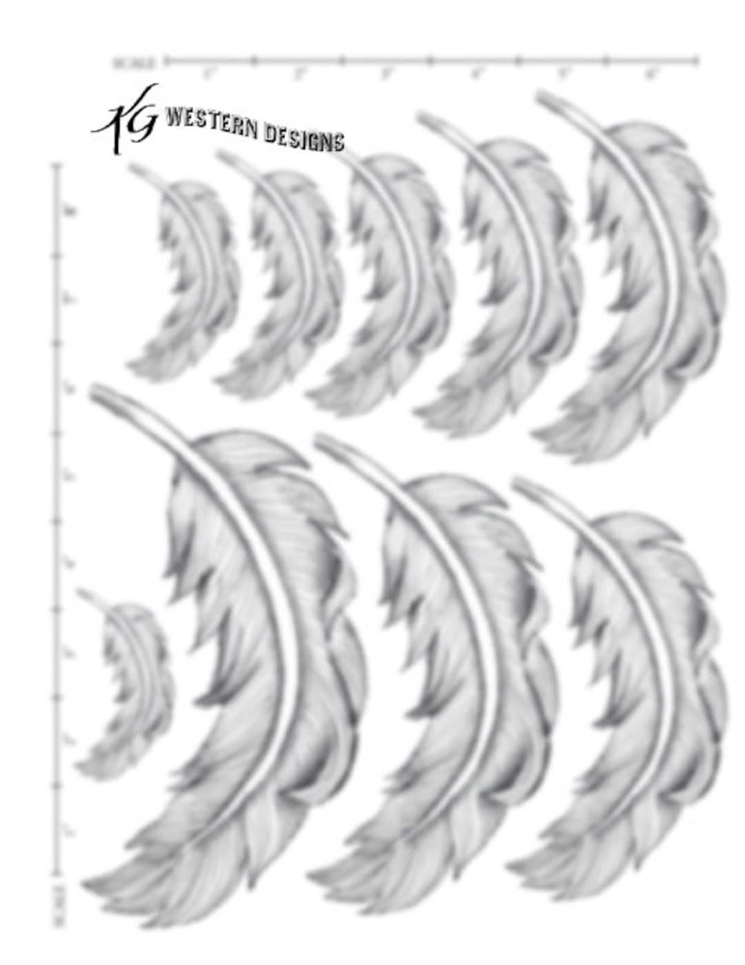 Leather Tooling Curved Feather Carving Scale Pattern Pack Pdf - Etsy