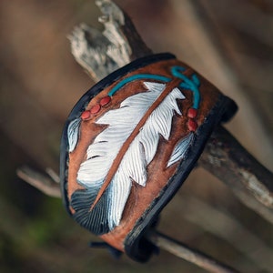 Leather Tooling Cuff Patterns Feathers and Flowers With - Etsy
