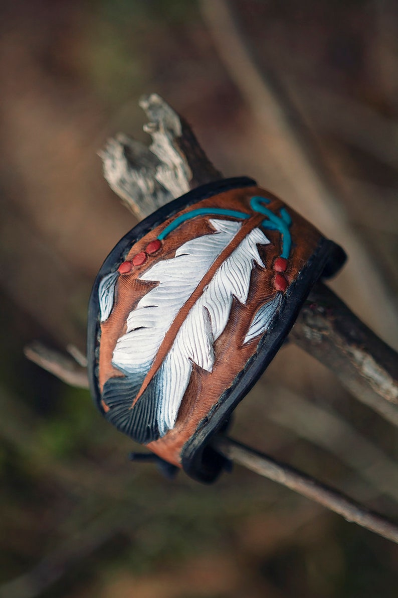 Leather Tooling Cuff Patterns Feathers and Flowers With - Etsy