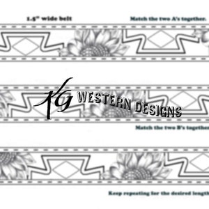 Leather Belt Tooling Pattern -sunflower and Southwestern Aztec- Design ...