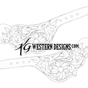 Spur Straps Pattern Template Sunflowers Daisy's, Western Scroll Vines ...