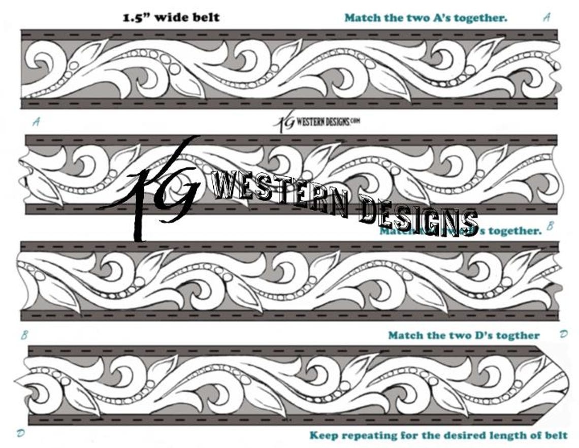 Leather Belt Pattern, Feathers, Vines and Scrolls, Tooling Design PDF ...