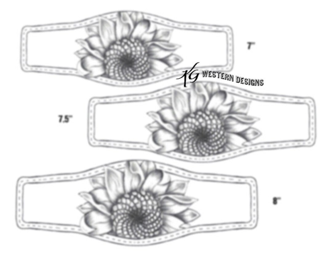 Leather Bracelet-cuff 3 Sizes Print Out Tooling Sunflower Design ...