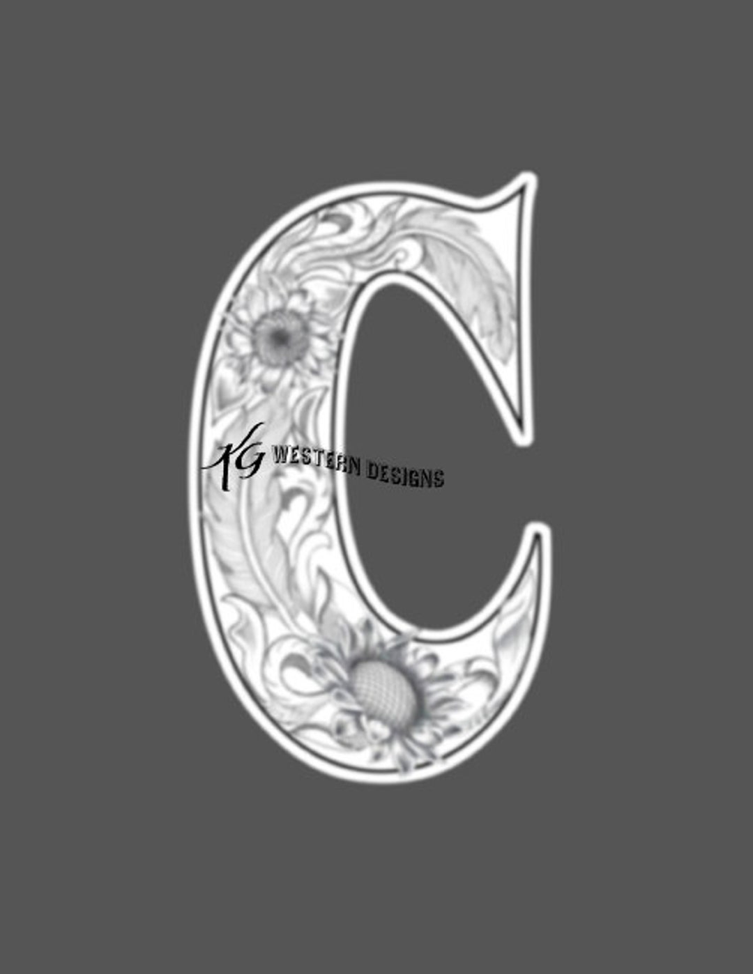 Letter C Leather Tooling Feathers-vines & Sunflowers Tracing - Etsy