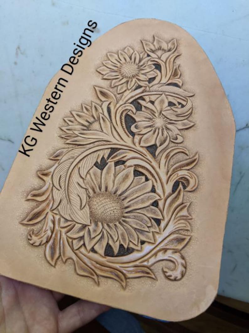 Sunflowers & Feathers Leather Tooling Tracing Design PDF Pattern - Etsy