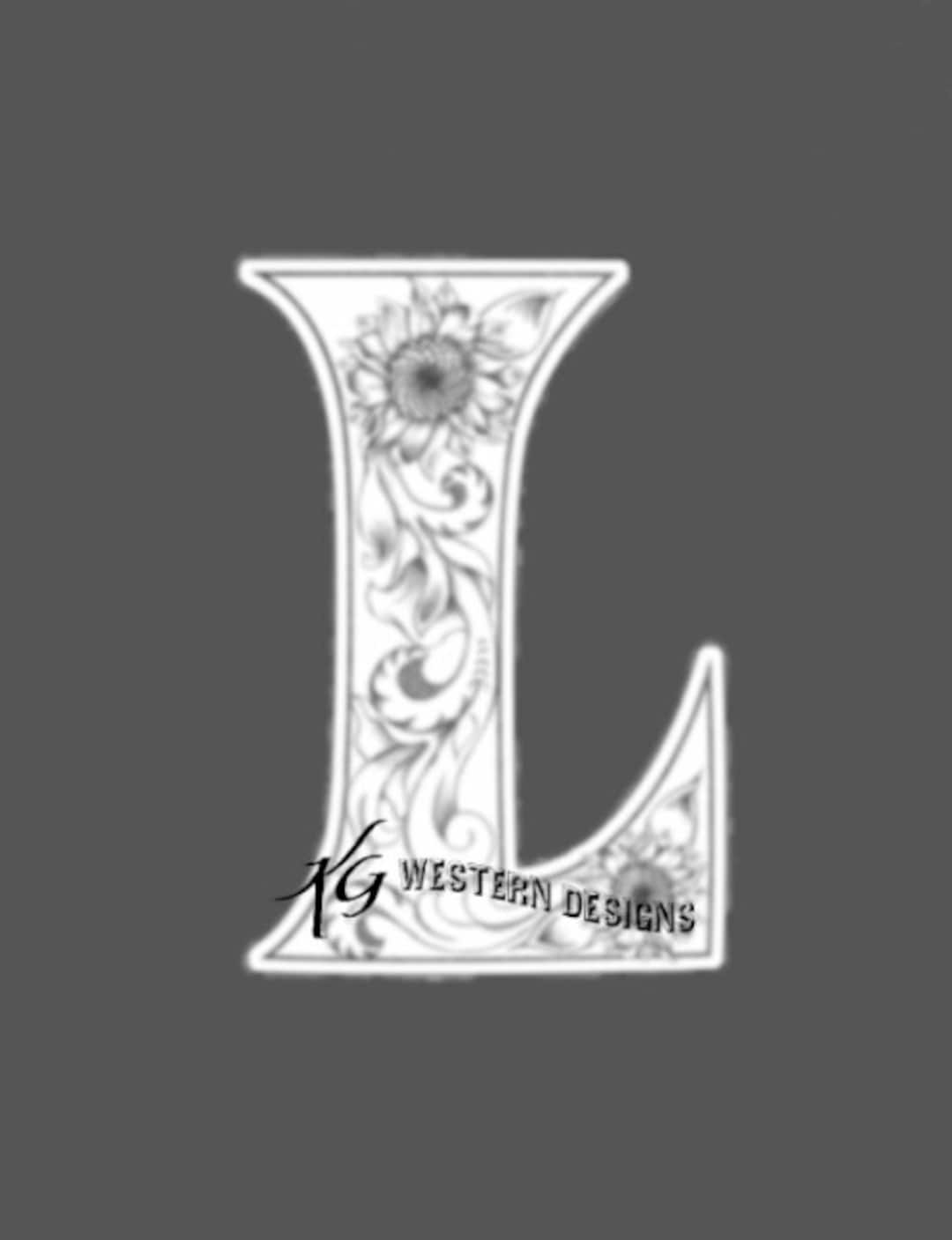 Letter L Leather Tooling Feathers-vines & Sunflowers Tracing - Etsy