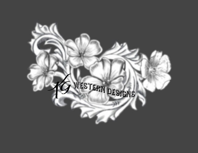 Floral Patch, Lewis Flax Leather Tooling Western Scroll-Vines Tracing ...