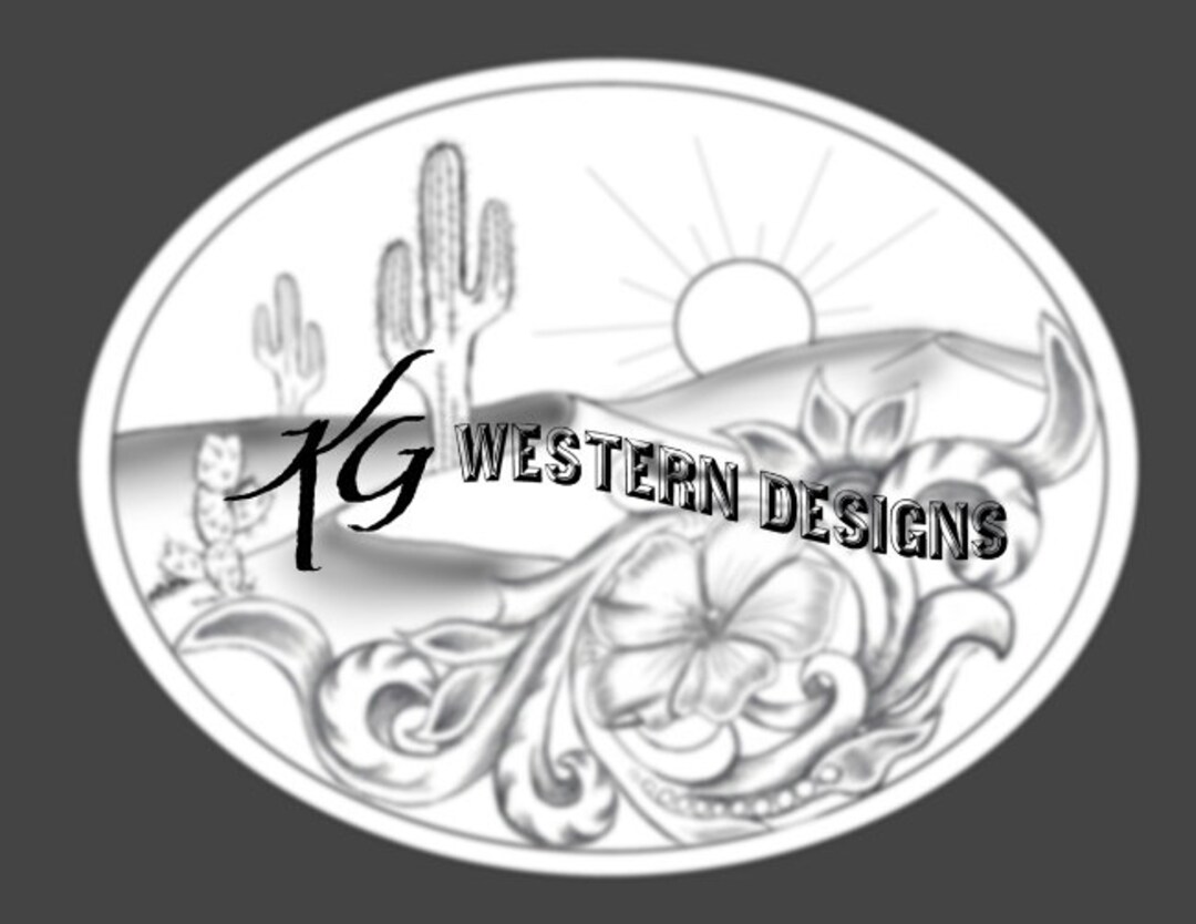 Sunset/sunrise Desert Cactus Scene - Western Scrollwork Carving Tracing ...