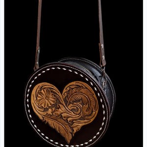 Filigree Heart Shape Design Floral Feathers Carving Leather Tooling ...