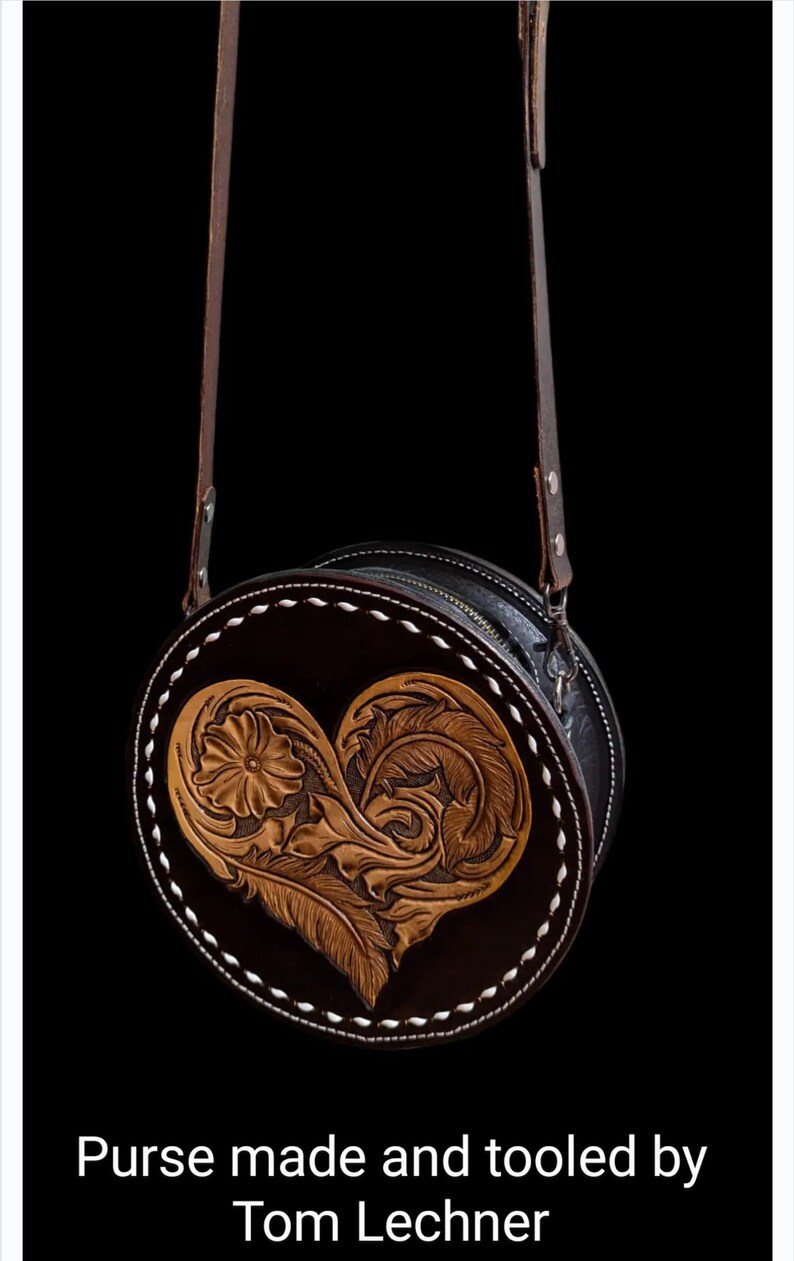 Filigree Heart Shape Design Floral Feathers Carving Leather Tooling ...