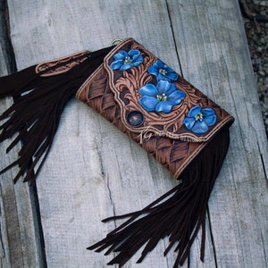 Leather Tooled Bifold Wallet Clutch Pattern Template With Fringe PDF ...
