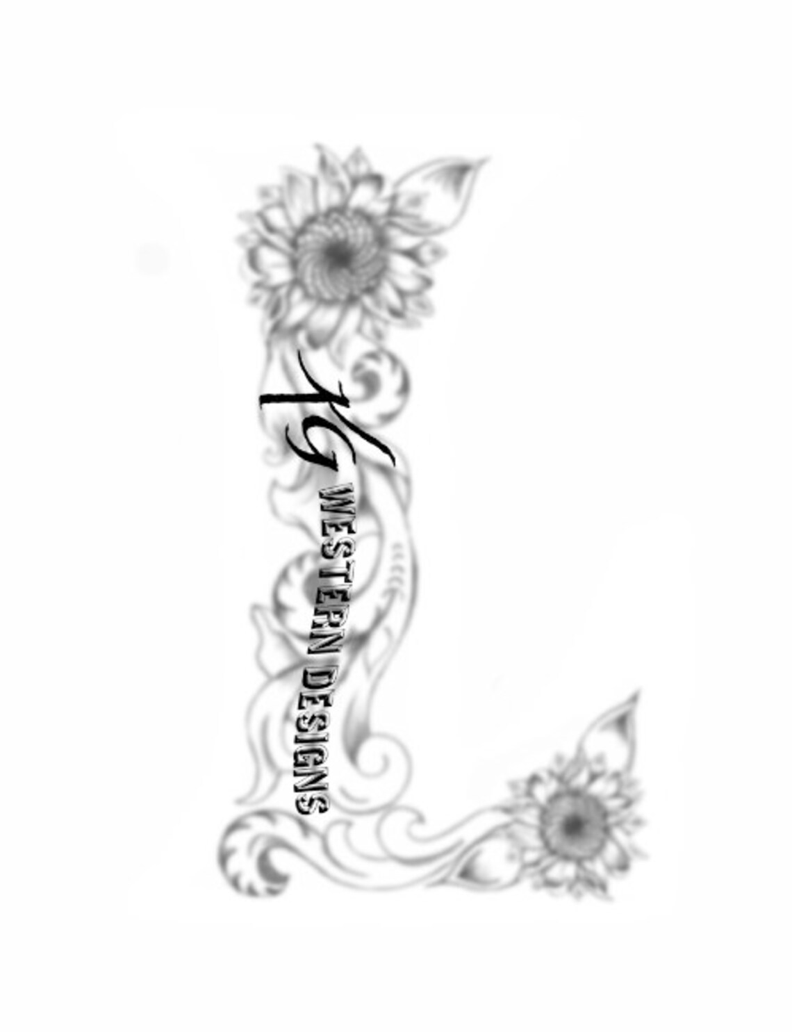 Letter L - Leather Tooling- Feathers-vines & Sunflowers Filigree ...