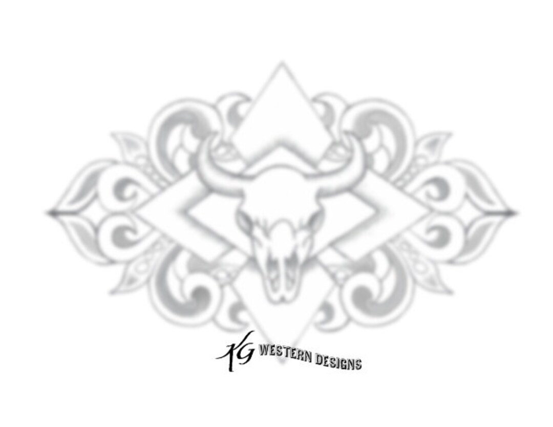 Western-scrolls-diamond-cowskull- Leather Tooling Tracing Design ...