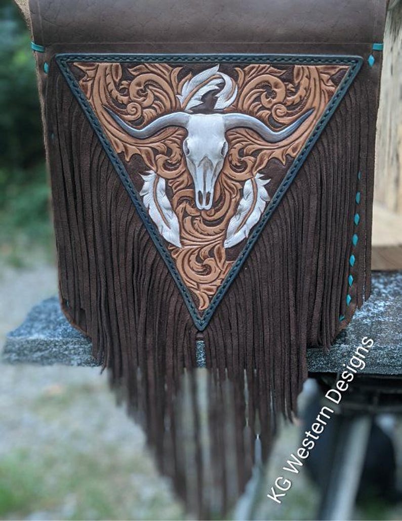 Leather Tooling-western-longhorn Cowskull-vines-tracing Triangle Design ...