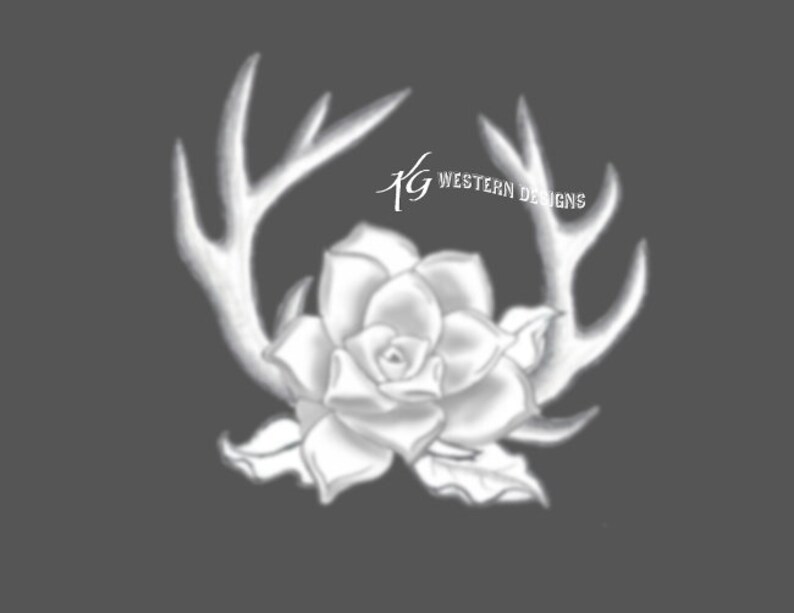 Leather-tooling-rose Flower-antlers Design Tracing Pattern - Etsy
