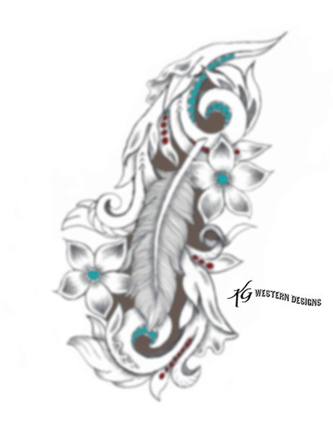 Leather Tooling Feather-vines-flowers-western-design Design Pattern ...