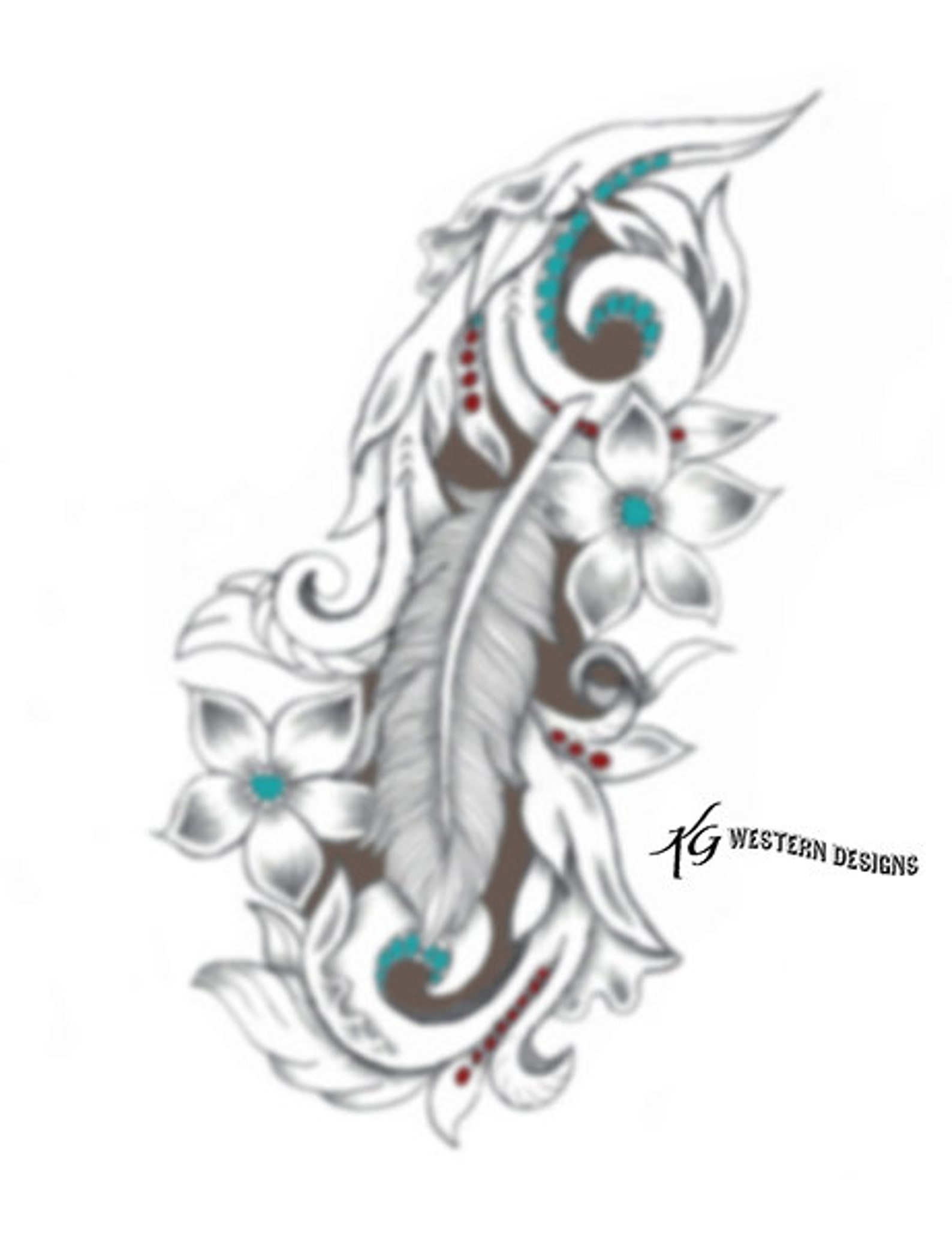 Leather Tooling Feather-vines-flowers-western-design Design Pattern ...