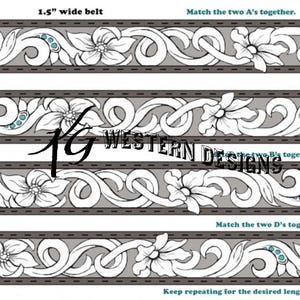 Leather Belt Pattern, Western Scrollwork, Flowers & Vines Tooling Design Pattern Download - Etsy