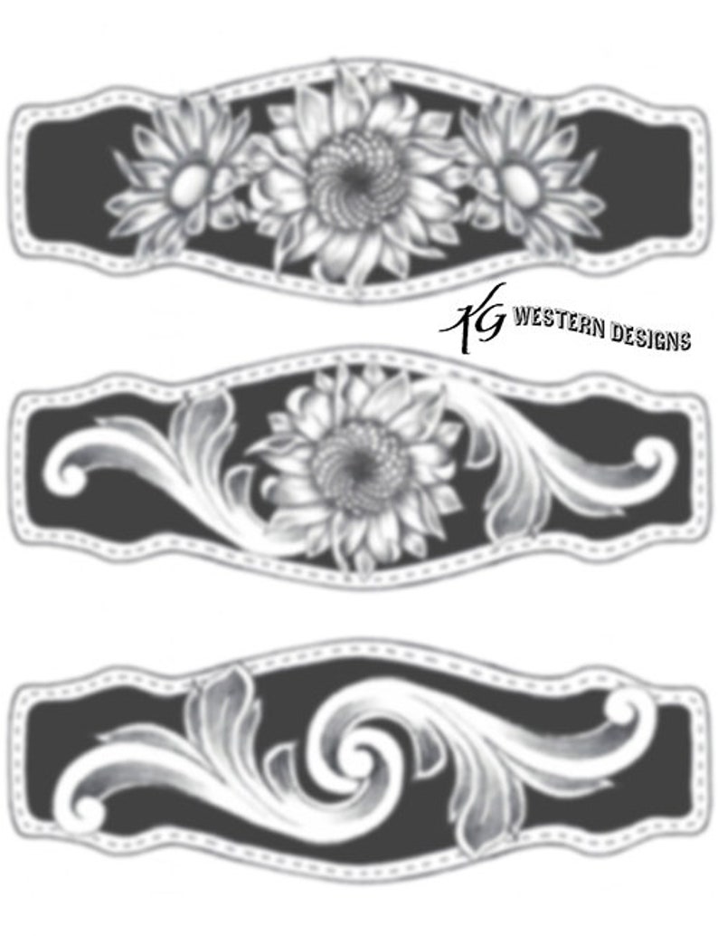 Sunflower Daisy DIY Leather Tooling Design Bracelet Pattern - Etsy
