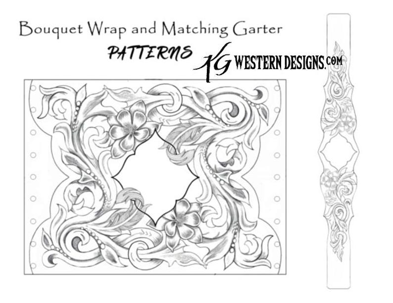 Bouquet Wrap, Matching Garter Patterns. Western Scrolls, Vines, Frame ...