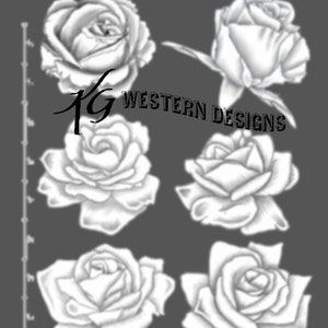 6 Roses Tracing Flowers Leather Tooling Pattern Pack PDF - Etsy