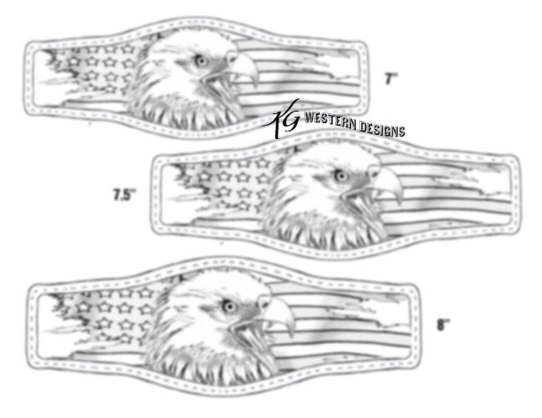 Leather Bracelet-cuff 3 Sizes Print Out Tooling Ripped Flag Eagle ...