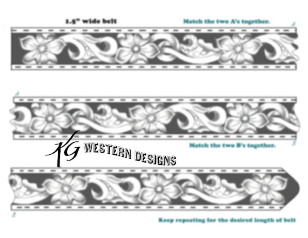 Leather Belt Tooling Flowers and Vines Design Pattern Download - Etsy