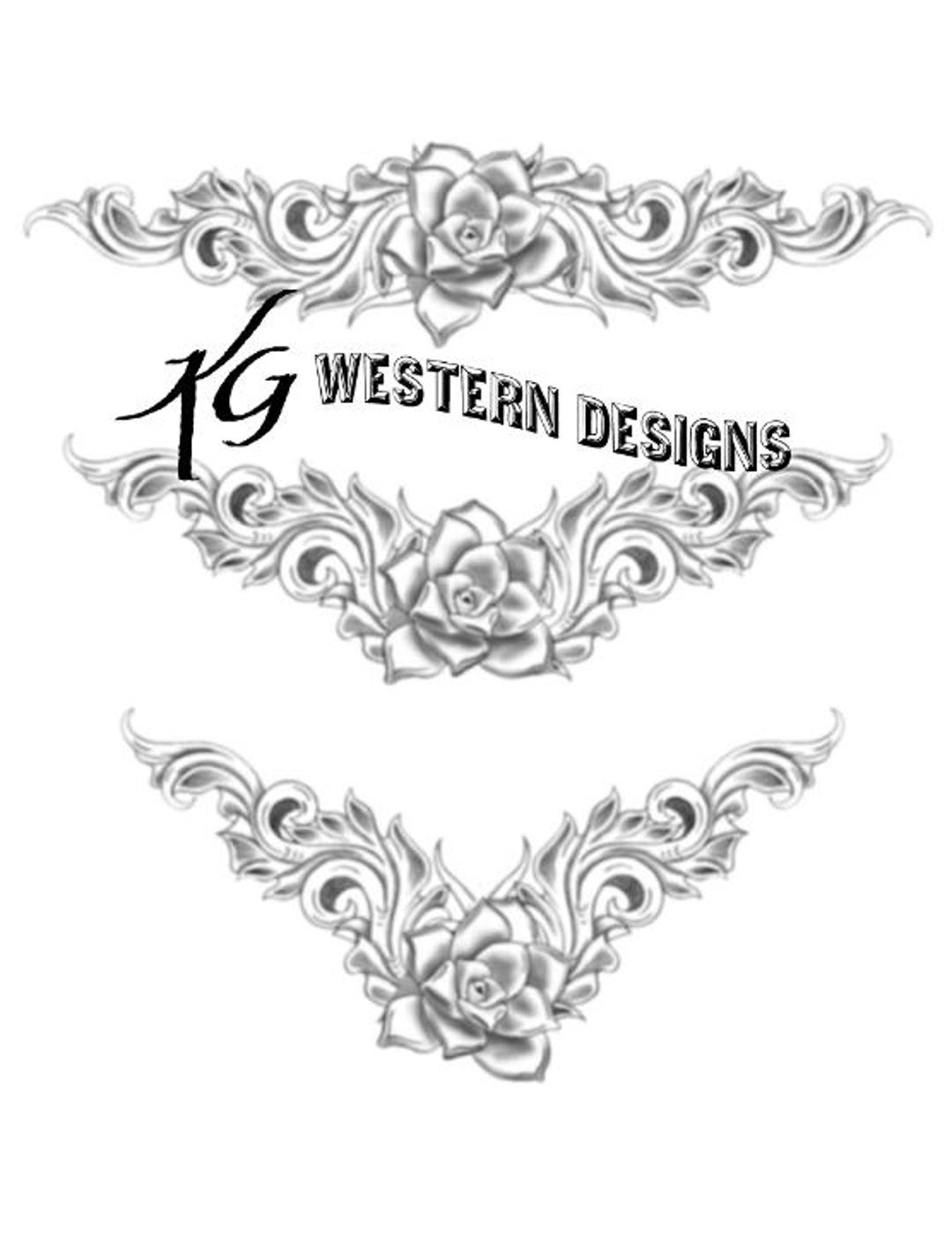 Leather-tooling-flower and Vines- Border Design Pattern 3 Pack - Etsy