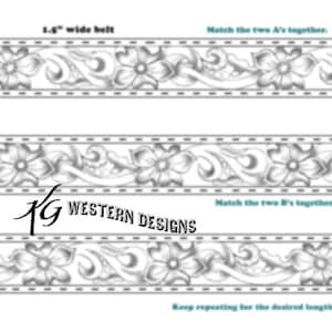 Leather Belt Tooling Flowers and Vines Design Pattern Download - Etsy