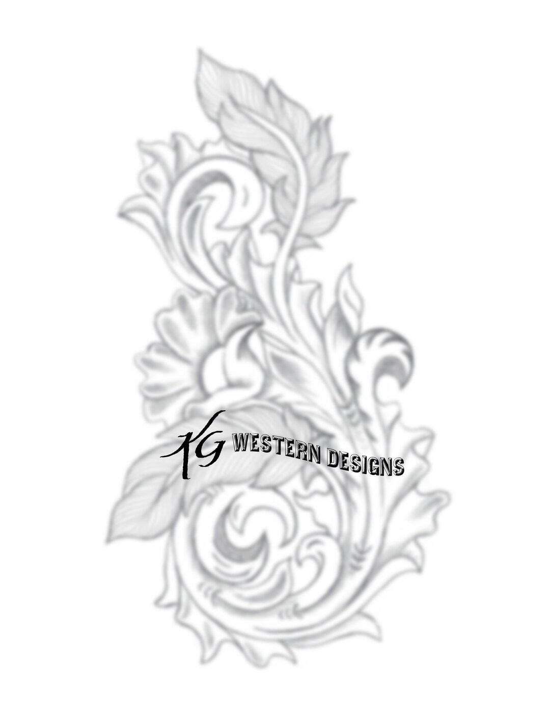 Floral Scrollwork and Feathers Leather Tooling Tracing Design Pattern ...