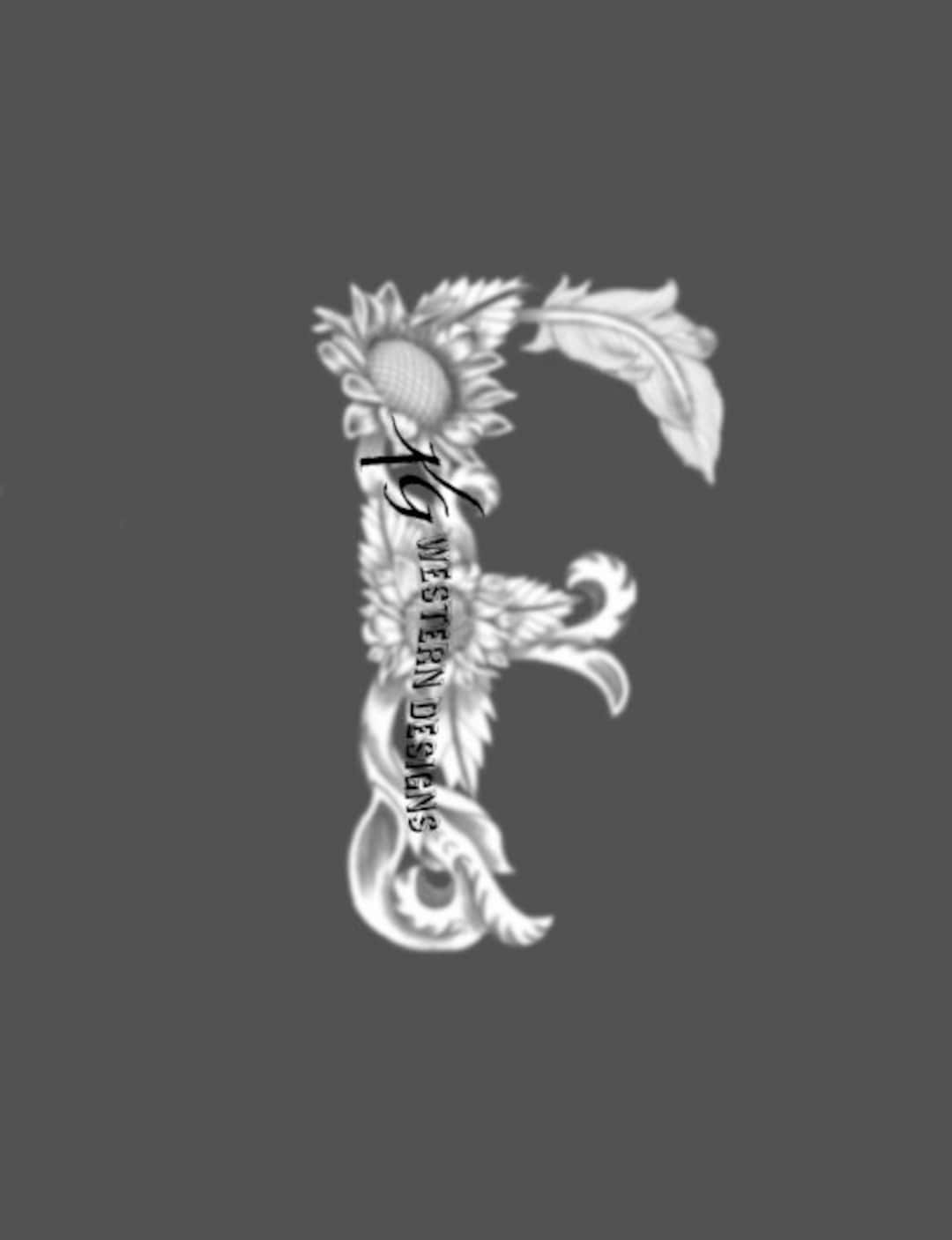 Letter F- Leather Tooling- Feathers-vines & Sunflowers Filigree Tracing ...