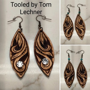 Easy Leather Tooled Earrings Pattern Pack- PDF Download - Etsy