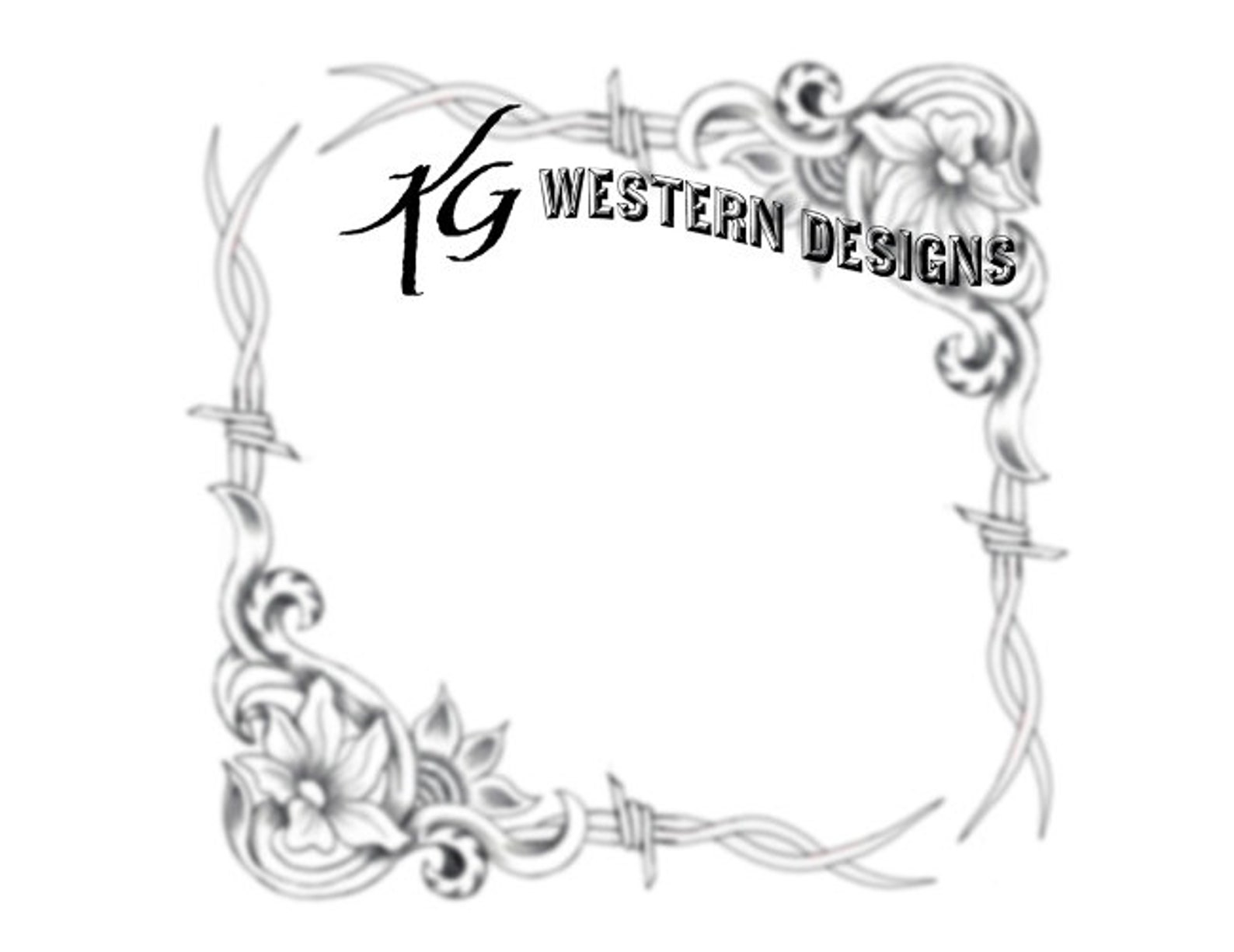 Leather Tooling Western Floral Corner Barbwire Square Frame Design ...