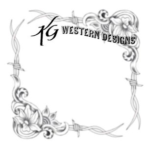 Leather Tooling Western Floral Corner Barbwire Square Frame Design ...